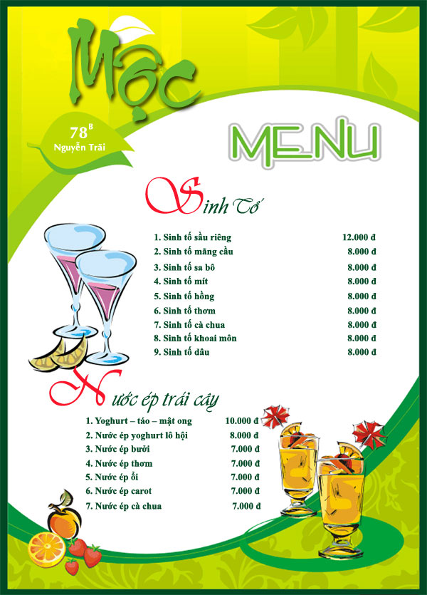 Mẫu menu đẹp - sang trọng